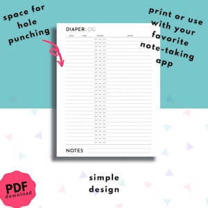Baby Diaper Changing Log, Printable Infant Diaper Tracker for Parents ...