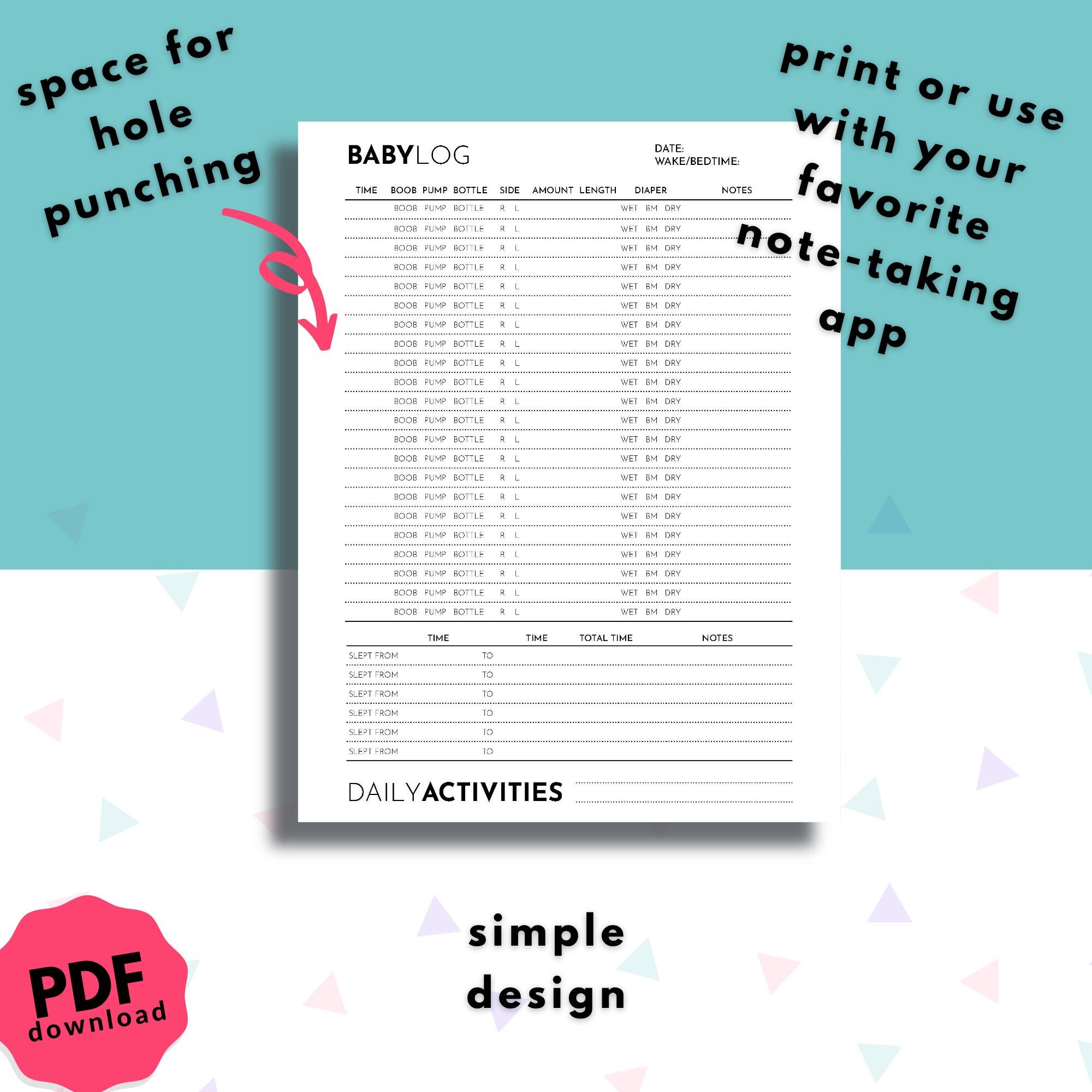 Baby Feeding, Diaper, and Sleep Log for Parents, Nanny, Babysitter, and ...