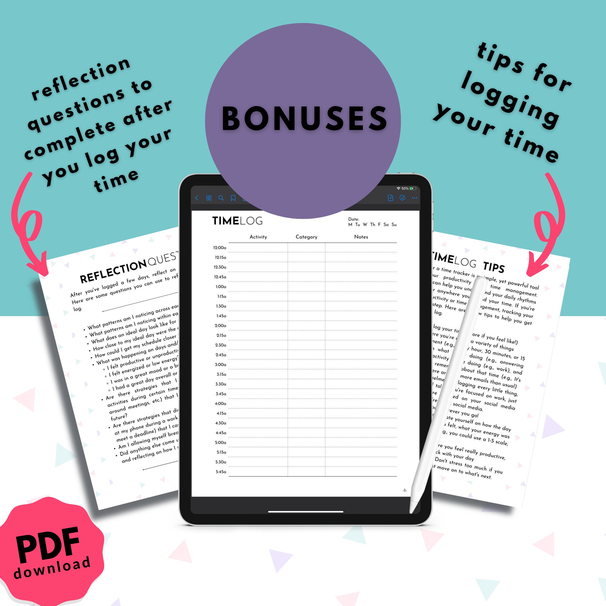 15 Minute Daily Time Log/time Tracker for Improving Time Management and ...