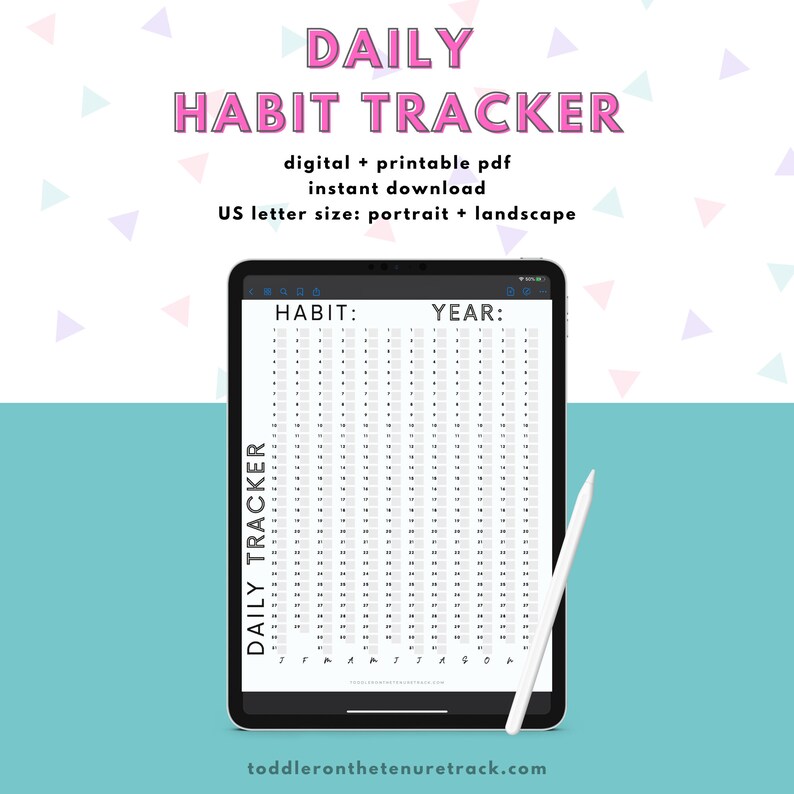 Daily 365 Day Habit Tracker, Digital + Printable Daily Habit Tracker ...