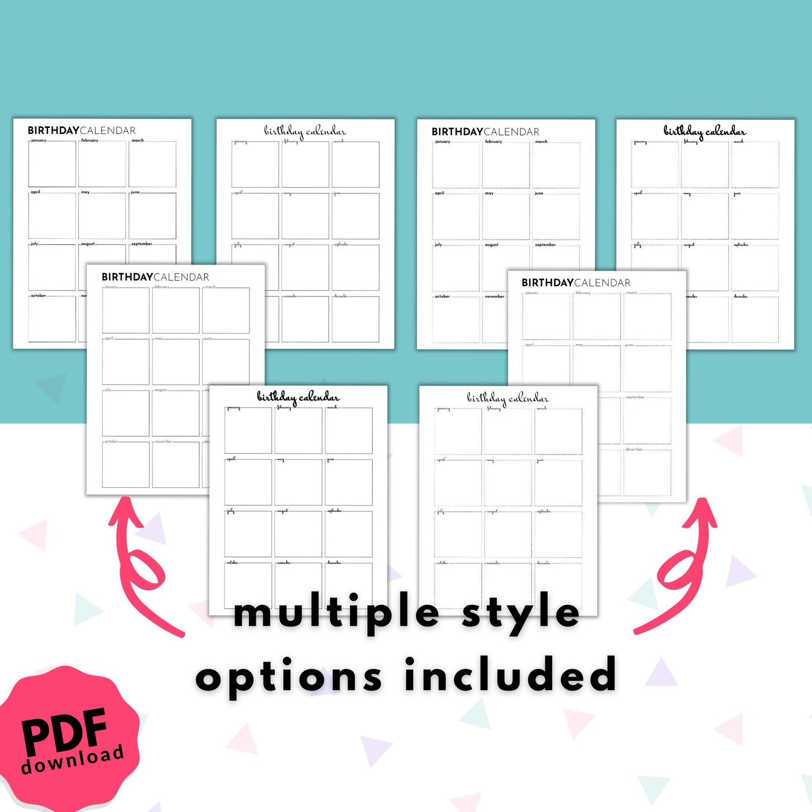 Birthday Tracker Printable, Fillable Birthday Calendar, Perpetual ...