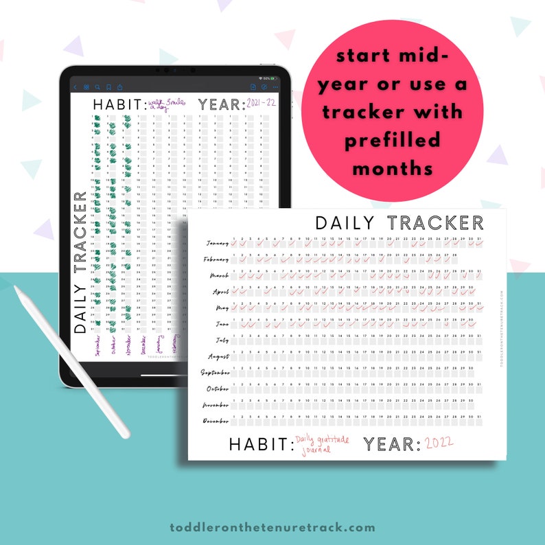 Daily 365 Day Habit Tracker, Digital + Printable Daily Habit Tracker ...