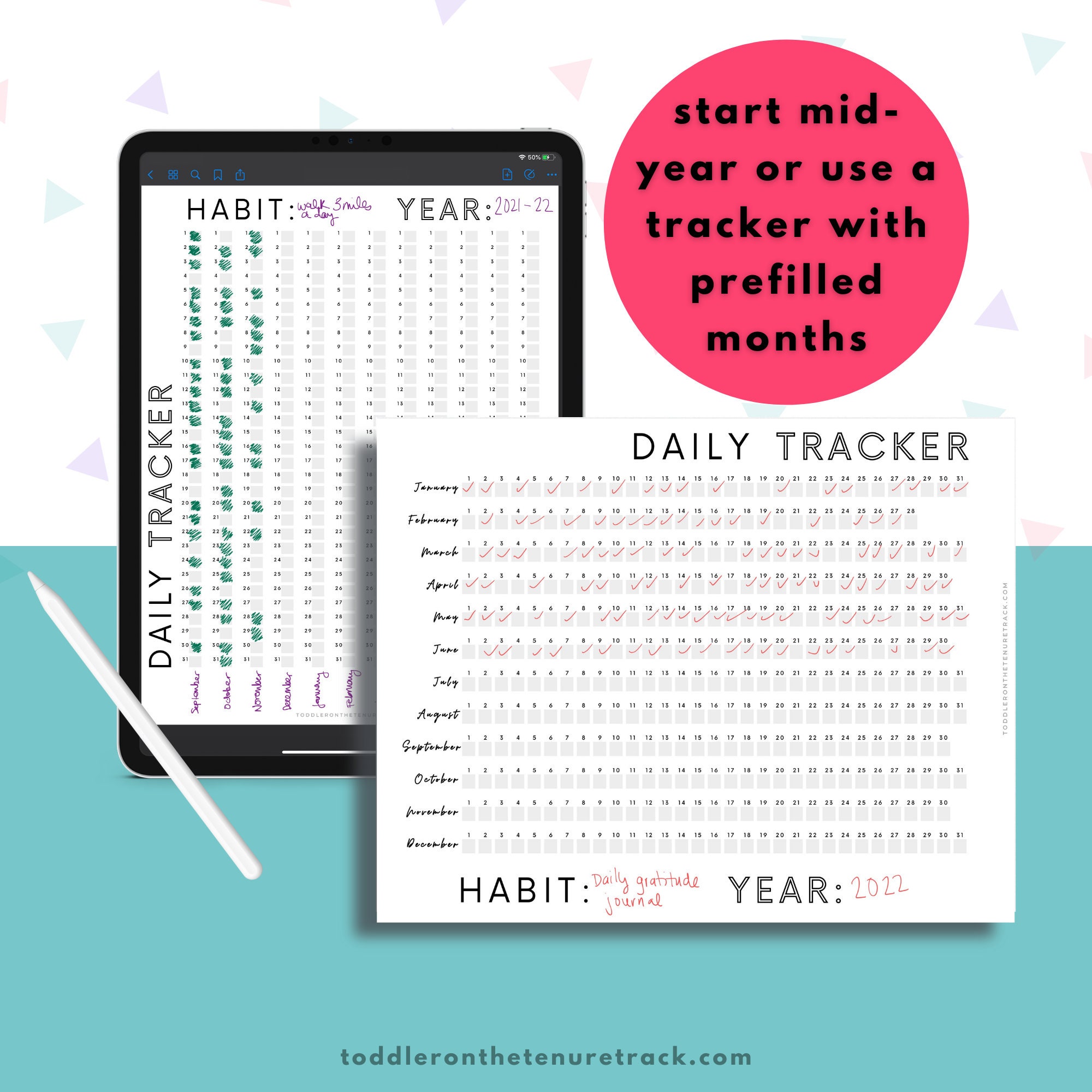 Daily 365 Day Habit Tracker, Digital Printable Daily Habit Tracker ...