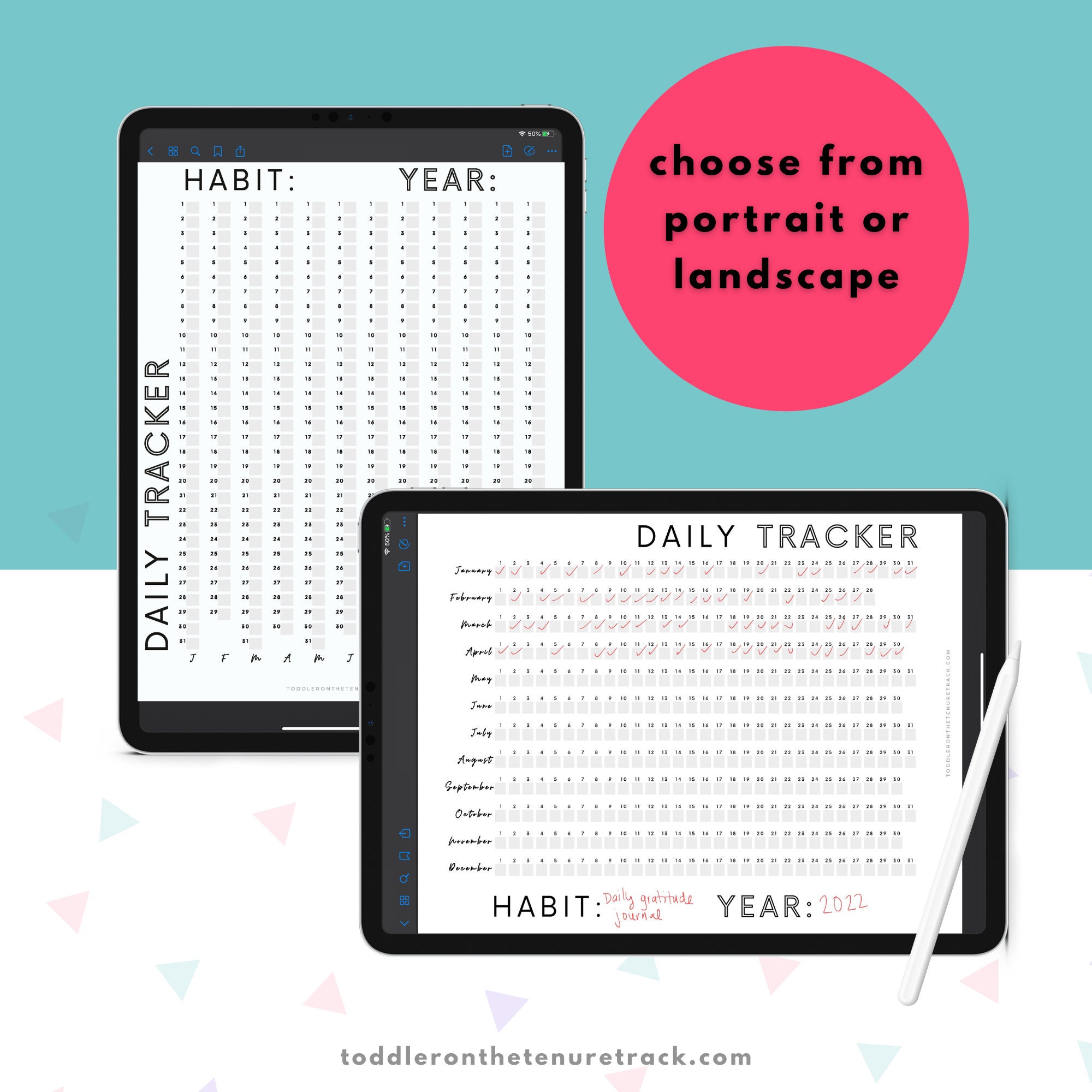 Daily 365 Day Habit Tracker, Digital Printable Daily Habit Tracker ...