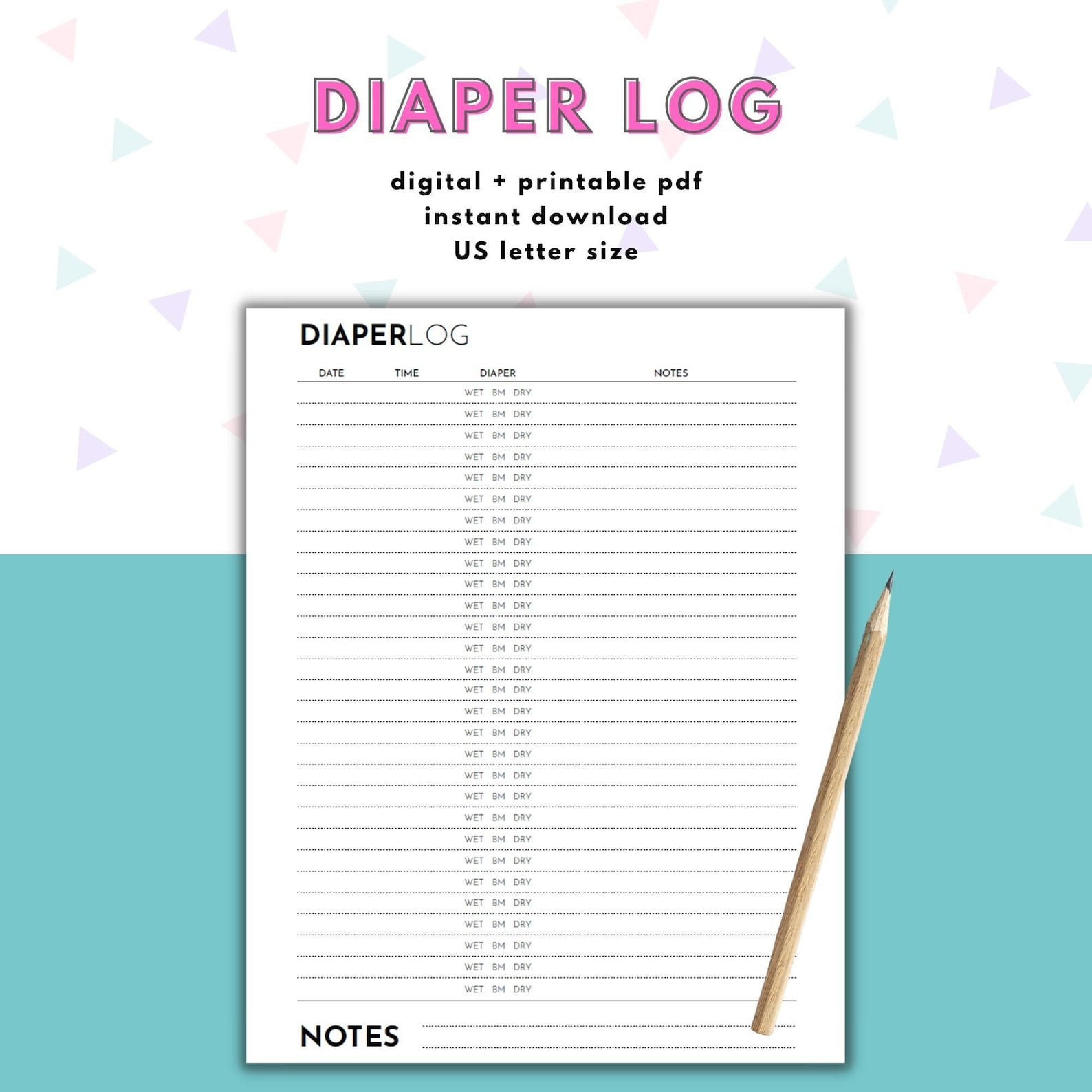 Baby Diaper Changing Log, Printable Infant Diaper Tracker for Parents ...