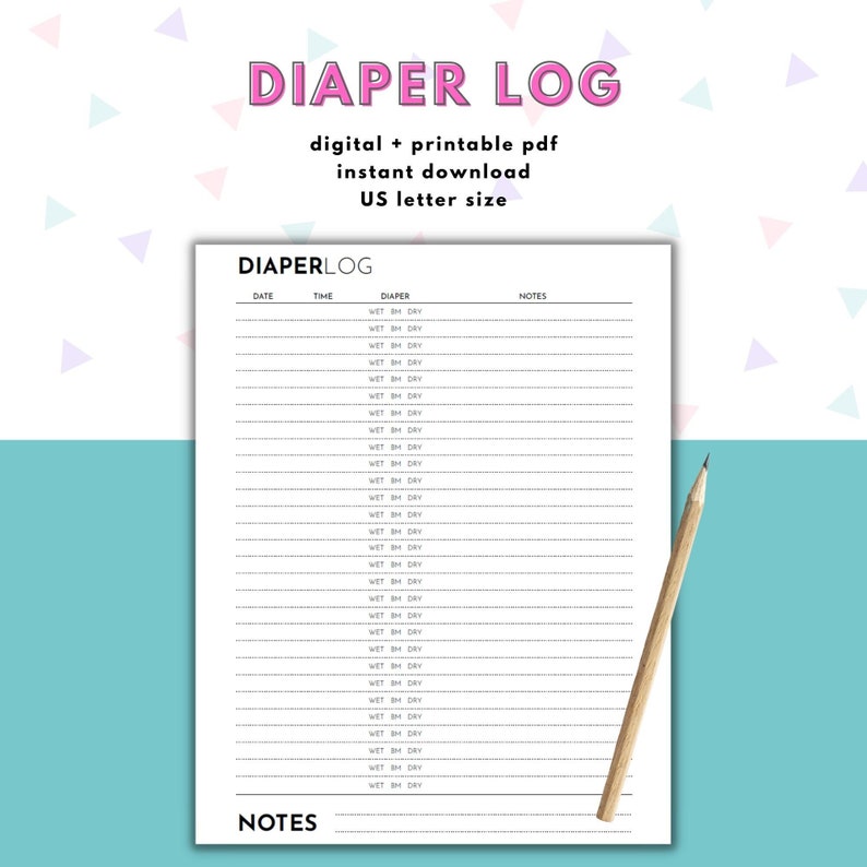Baby Diaper Changing Log, Printable Infant Diaper Tracker for Parents ...