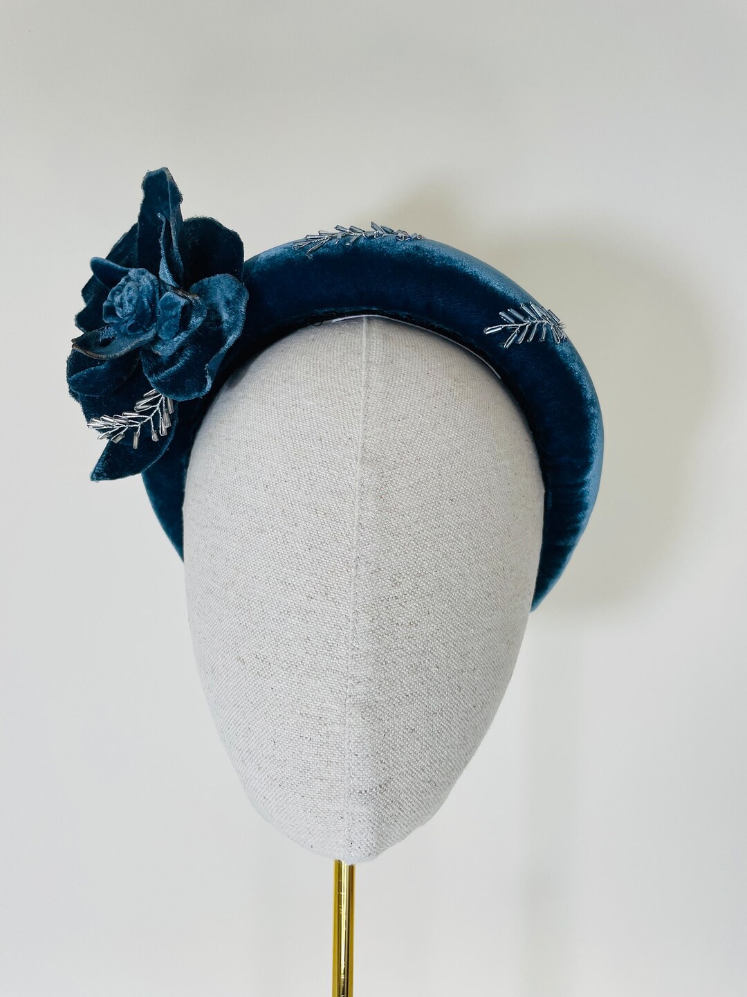 Italian Silk Velvet Headband Blue/green - Etsy