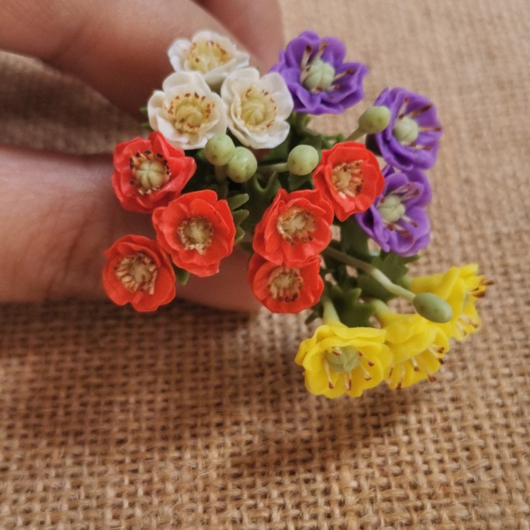 Handmade Miniature Clay Poppy Bunch: Dollhouse Flower Arrangement - Etsy