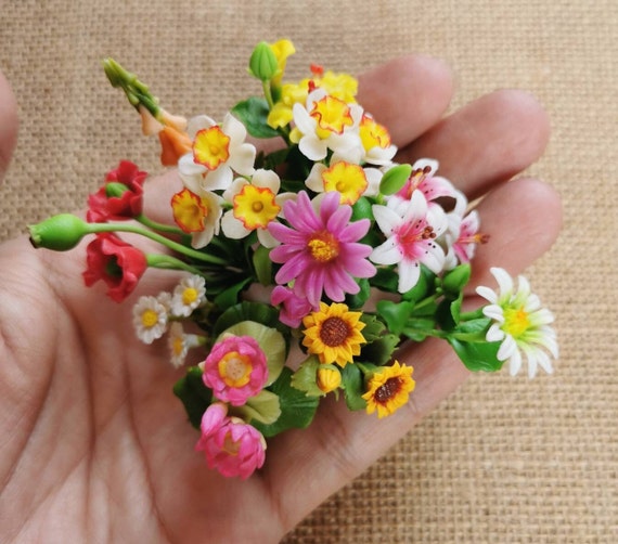 11 Miniature Dollhouse Bunch of Flowers Miniature Colorful - Etsy
