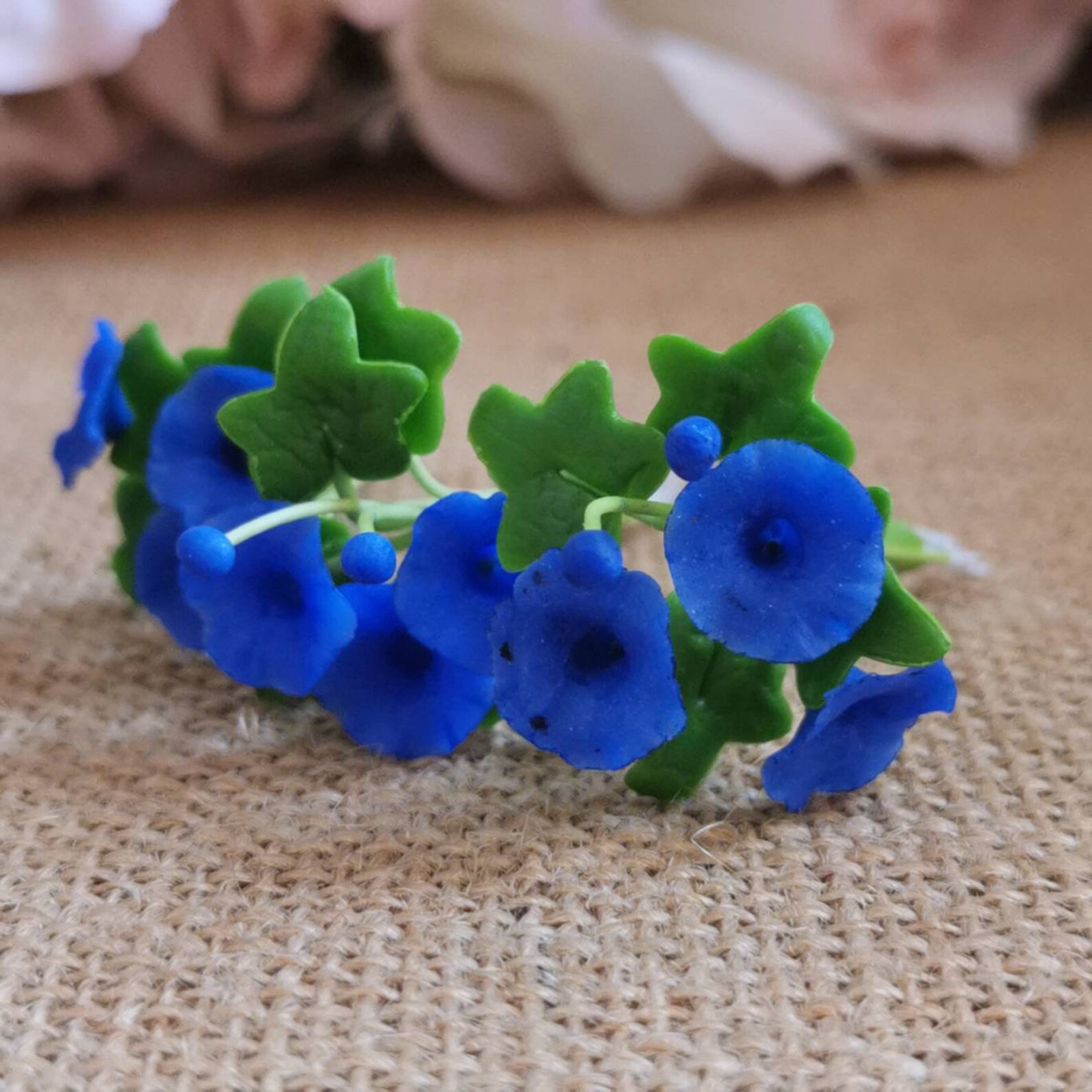 Miniature Dollhouse Blue Morning Glory Bouquet: Handmade Clay Flower - Etsy