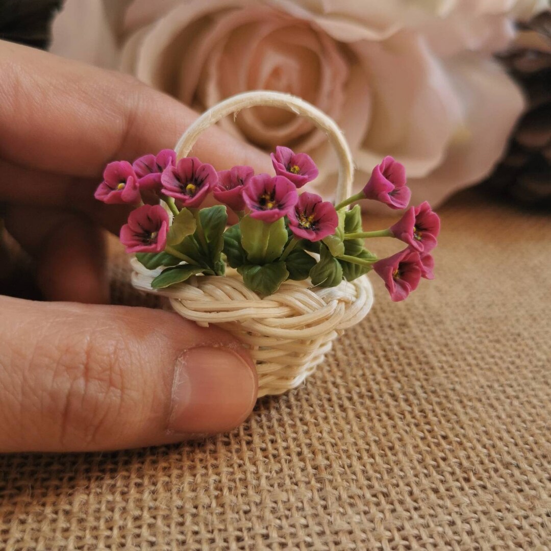 Miniature Clay Primrose Flower Bouquet: Dollhouse Arrangement - Etsy