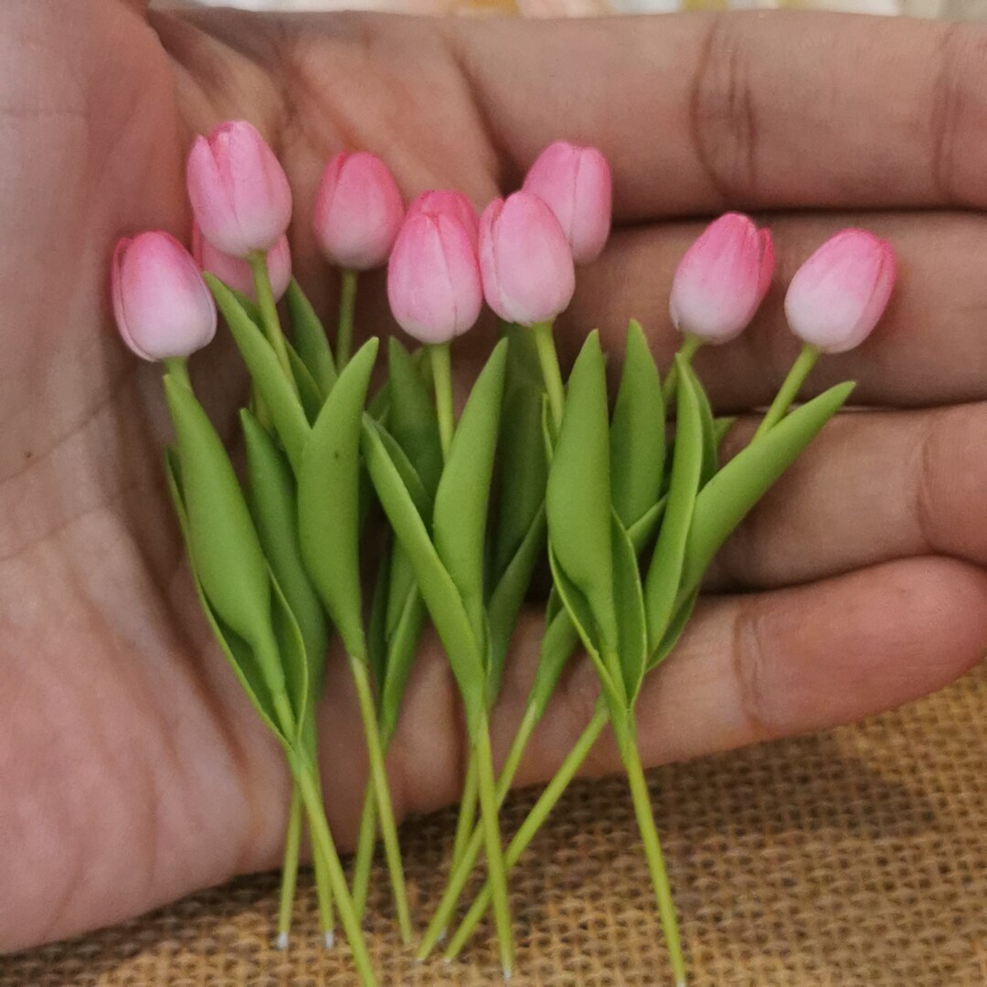 Mini Tulip Bunch of Flowers, Mini Pink Flower,mini Flower Vase ...