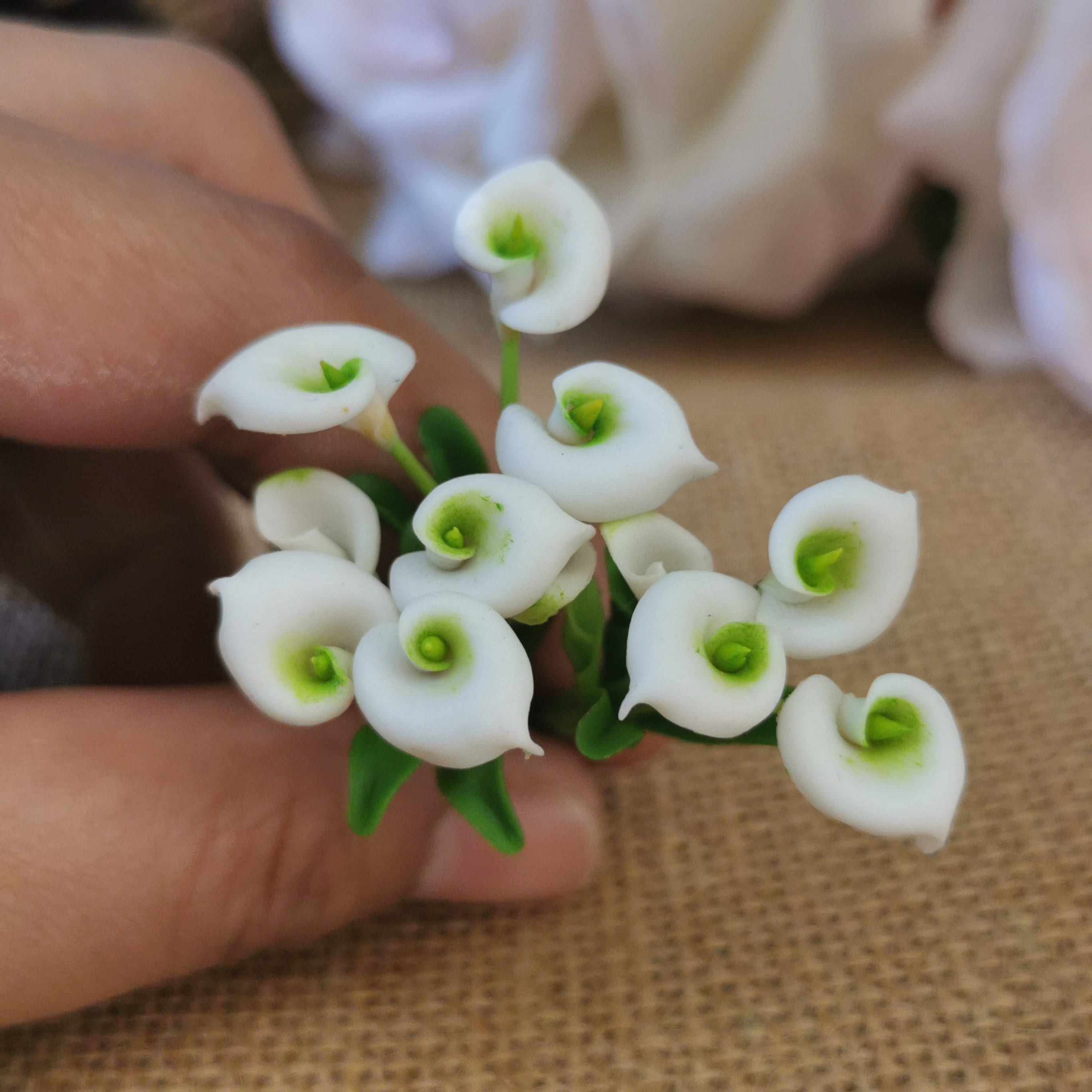3 Miniature Dollhouse White Calla Lily Bunch of FlowerMini | Etsy