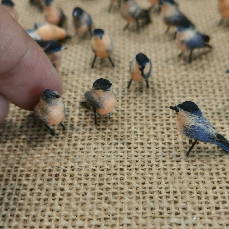 Handmade Miniature Bullfinch Birds: Dollhouse Animal Crafts - Etsy