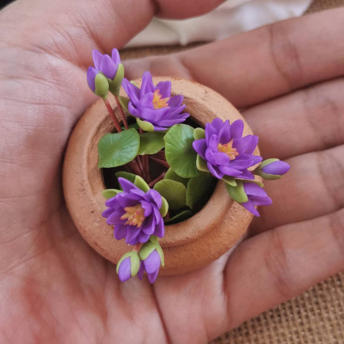 Miniature Water Lily Flower Bunch of Flowersminiature Purple - Etsy
