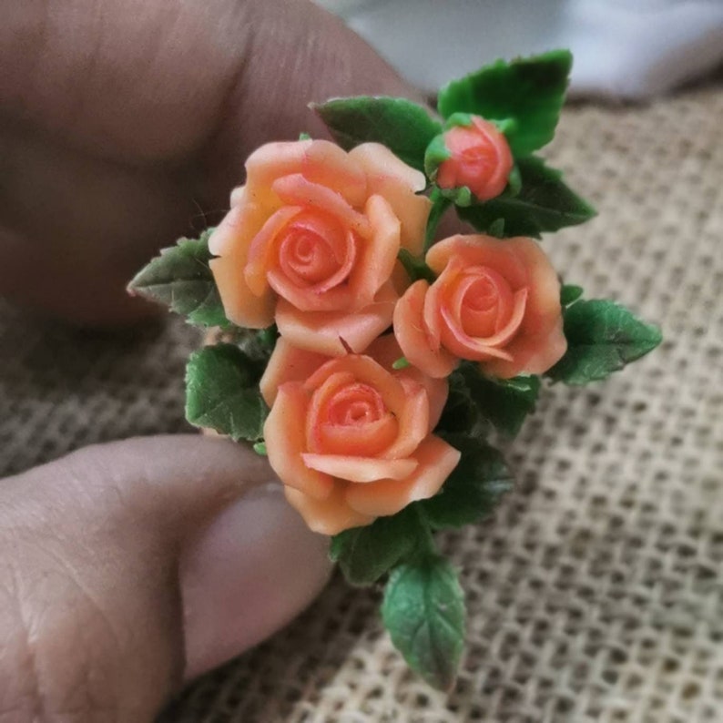 Miniature Coral Color Rose Flower Pot Mini Flower - Etsy