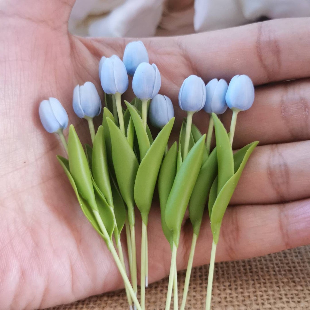 Mini Tulip Bunch of Flowers, Miniature Light Blue Flower,mini Flower ...