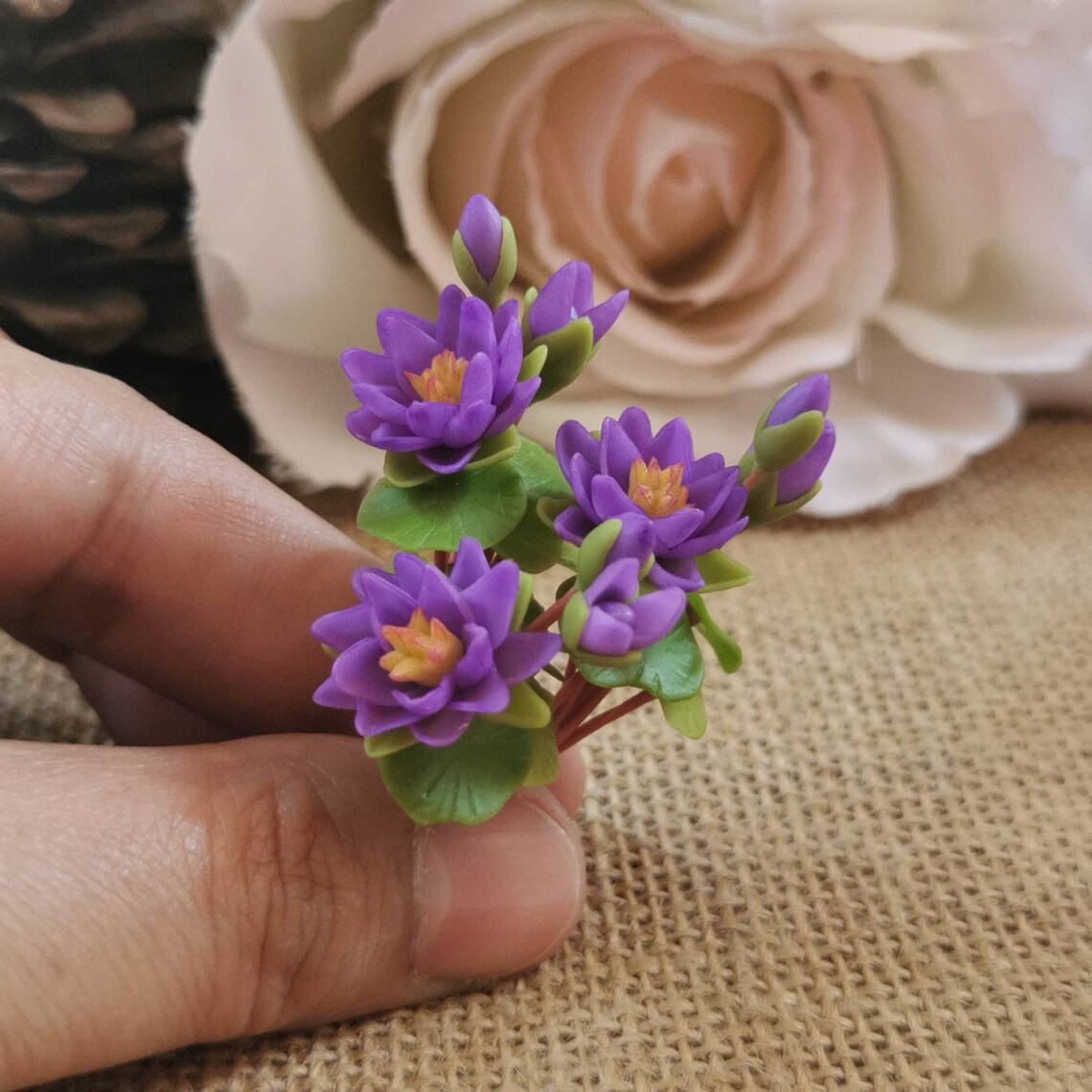 Miniature Water Lily Flower Bunch of Flowersminiature Purple - Etsy