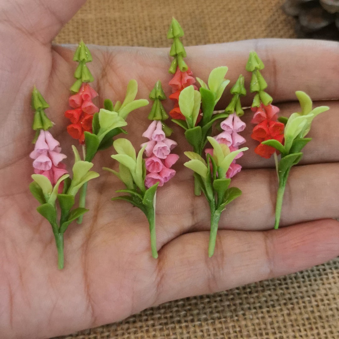 6 Miniature Pink Red Color Foxglove Bunch of Flowers,miniature Pink Red ...