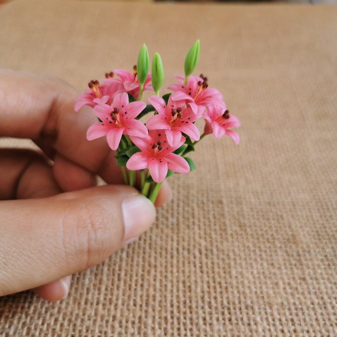 3 Miniature Pink Lily Bunch of Flower,miniature Pink Color Flower ...