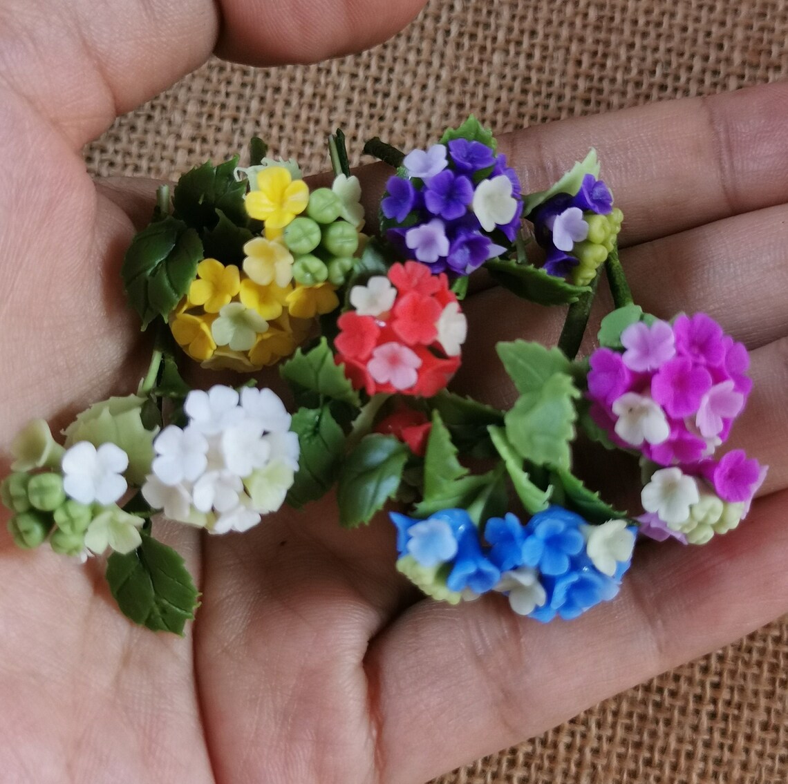 6 Miniature Dollhouse Bunch of Flowers Miniature Colorful | Etsy