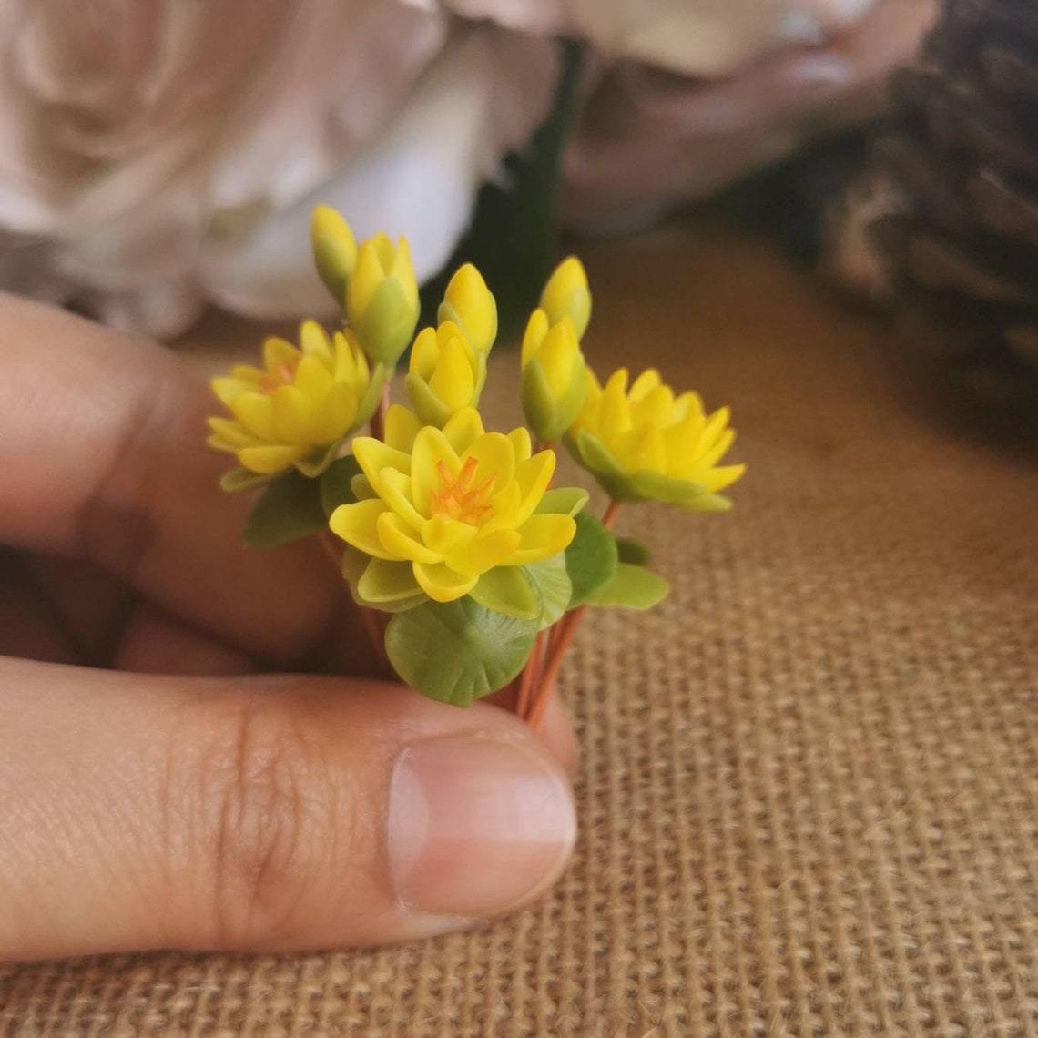 Miniature Water Lily Flower Bunch of Flowersminiature Yellow - Etsy