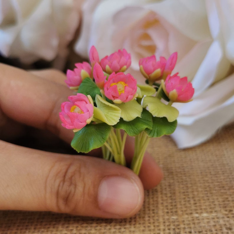 3 Miniature Pink Lotus Bunch Of Flower Miniature Pink Color | Etsy