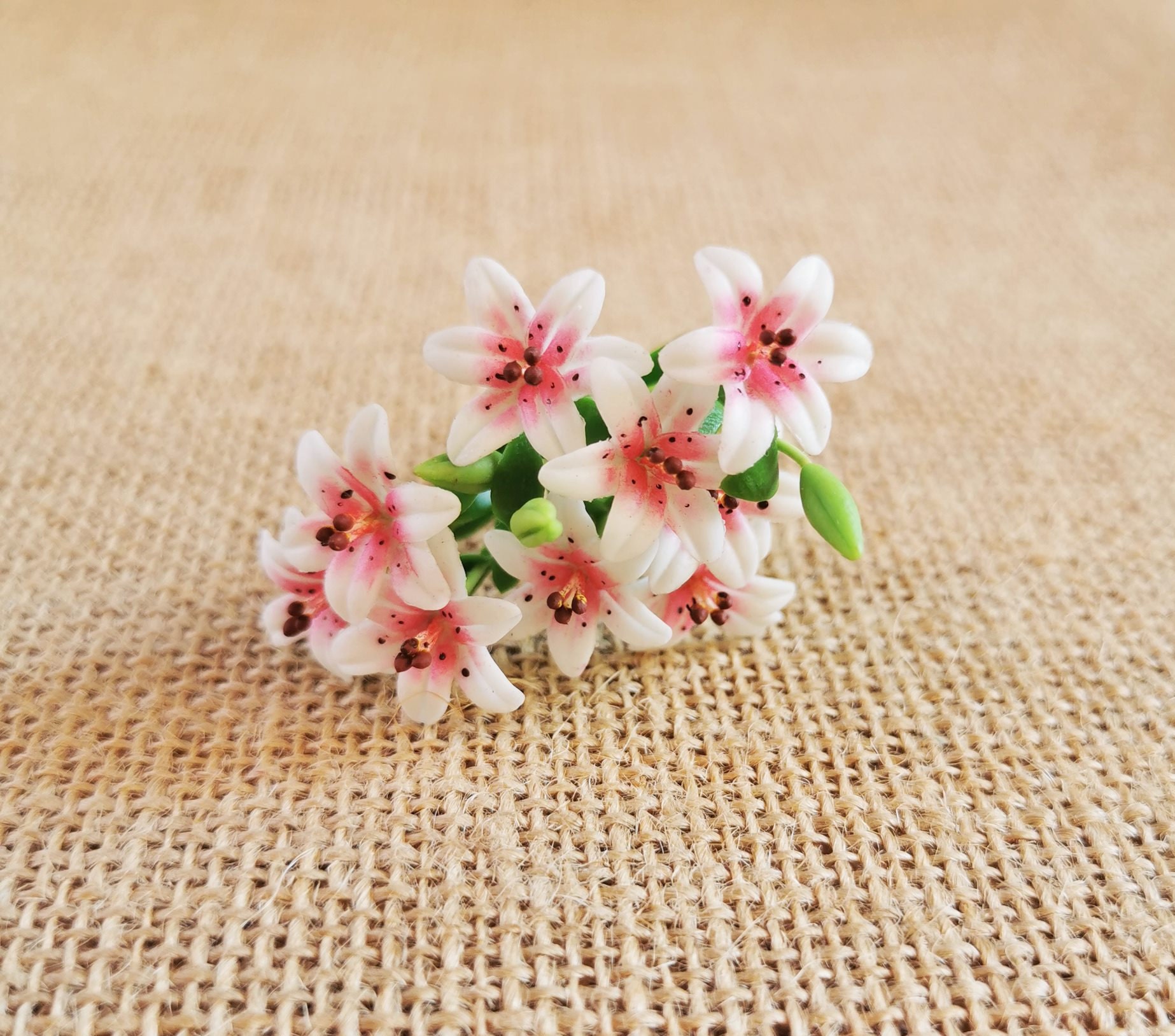 3 Miniature White Lily Bunch of Flower Miniature White Color | Etsy