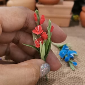 Handmade Miniature Clay Gladiolus Flower Bouquet - Dollhouse Flowers - Etsy