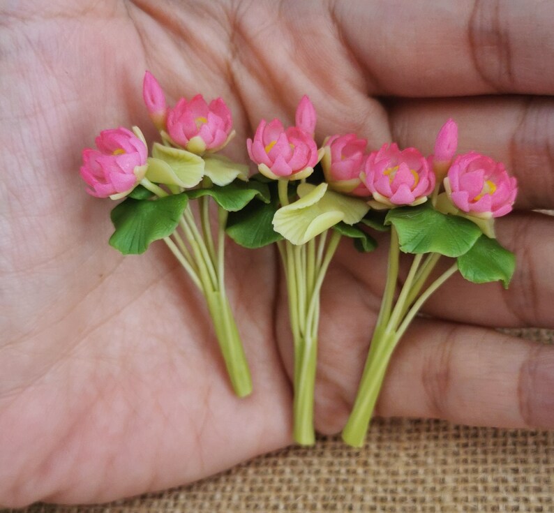 3 Miniature Pink Lotus Bunch Of Flower Miniature Pink Color | Etsy