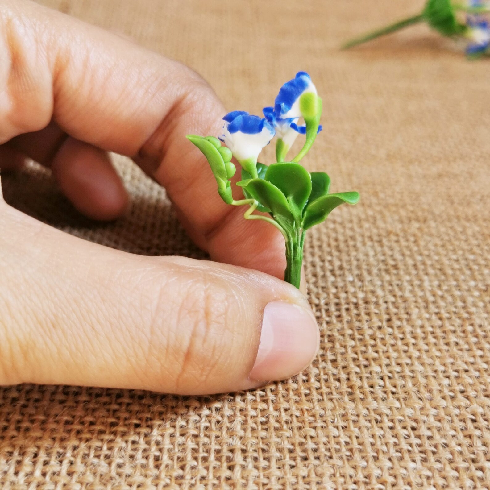3 Miniature Blue Sweet Pea Bunch of Flower Miniature Blue | Etsy