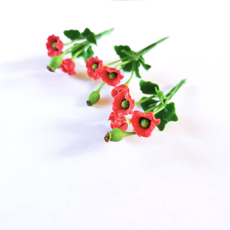 Miniature Dollhouse Red Poppy Flowermini Clay Flowerflower - Etsy