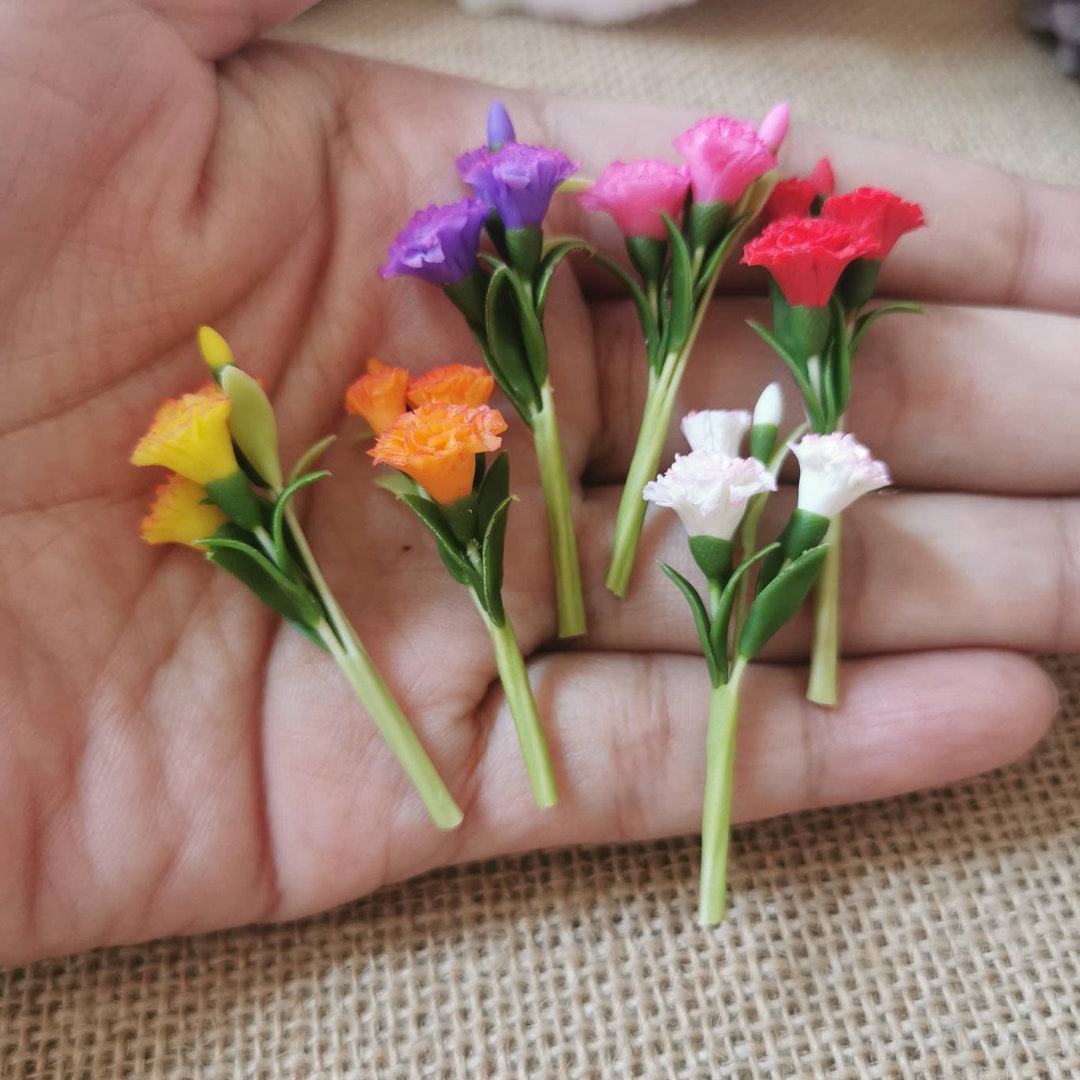 Handmade Miniature Clay Carnation Flower Bunch: Dollhouse Bouquet - Etsy