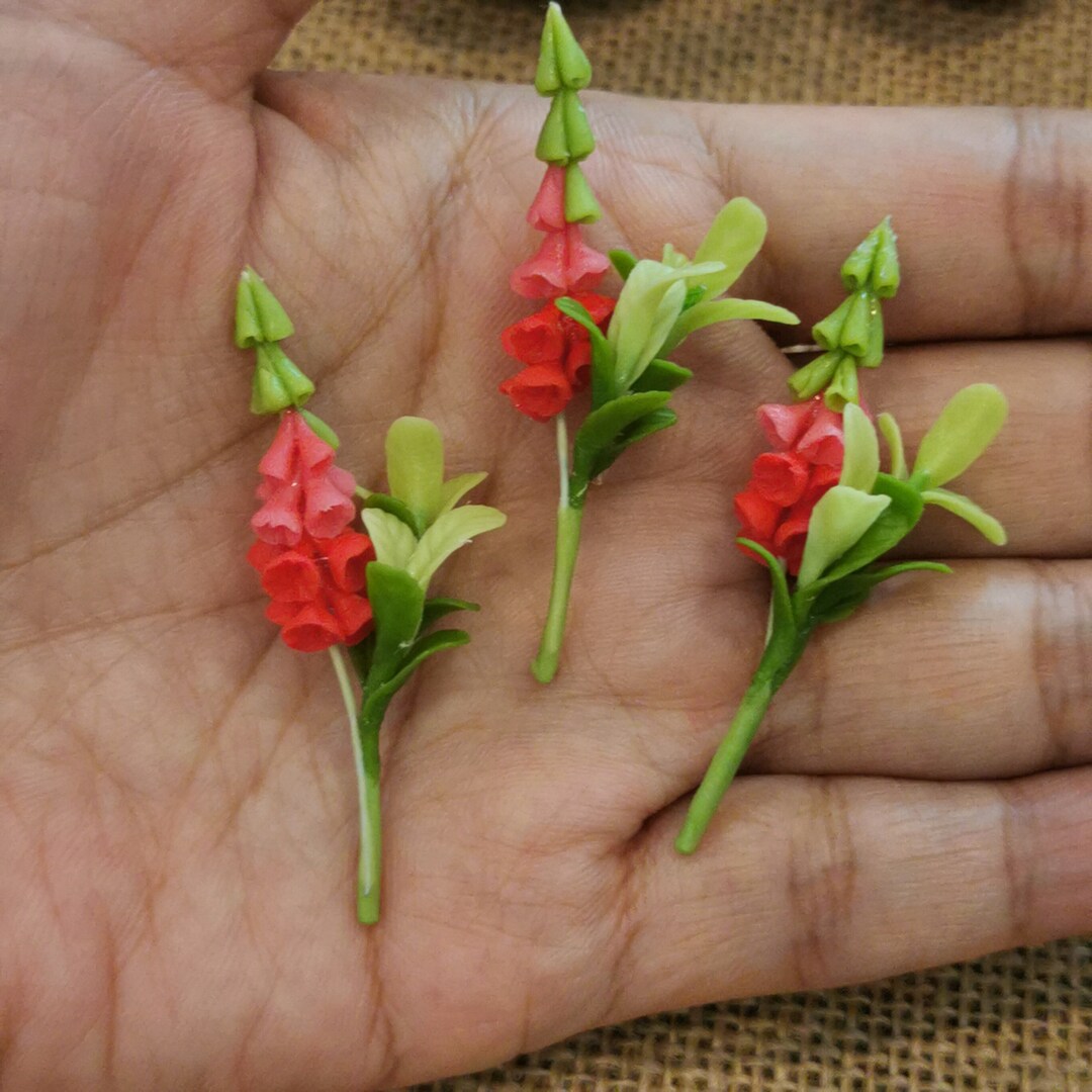 Miniature Red Color Foxglove Bunch of Flowers, Miniature Red Color ...