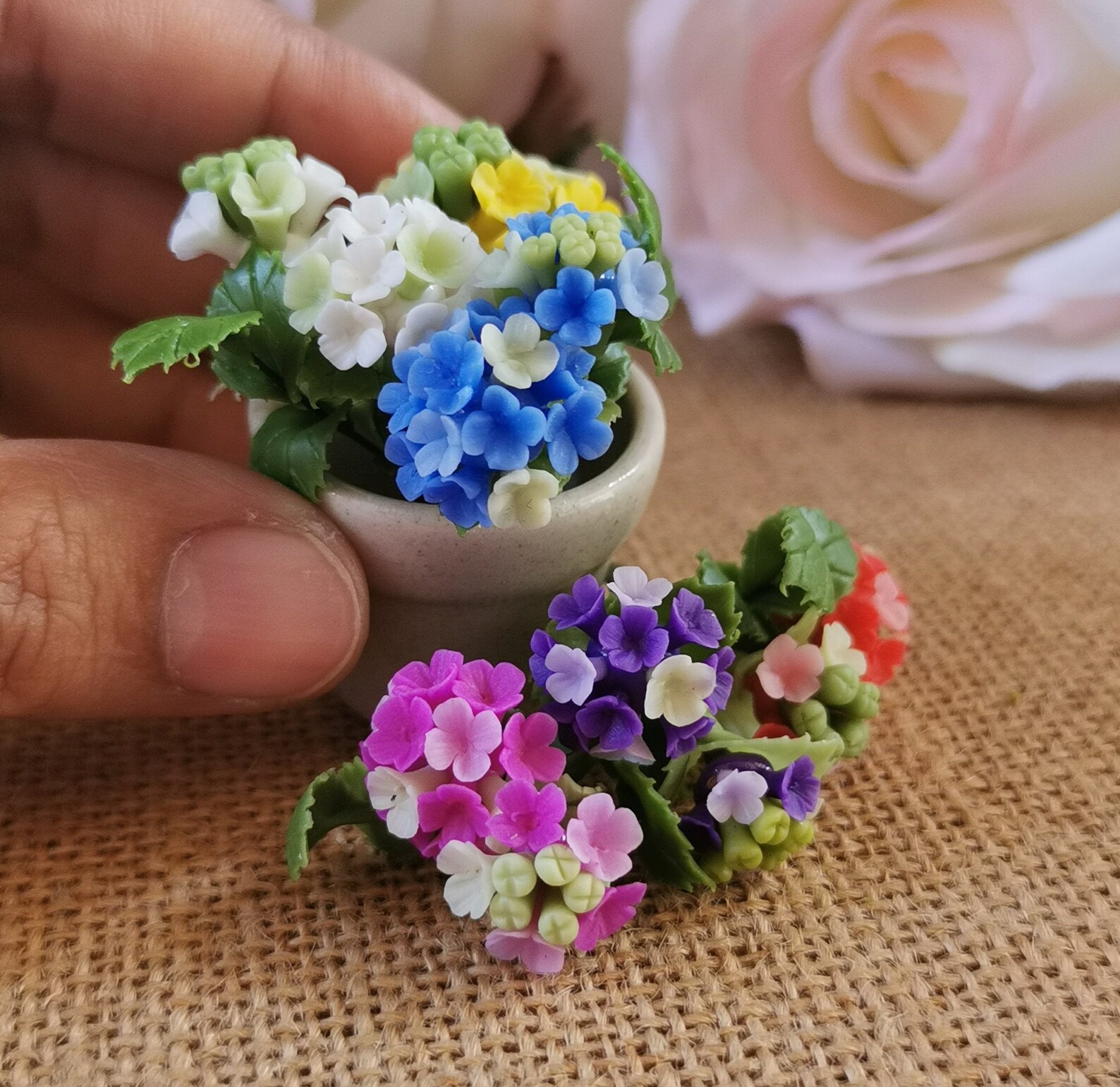 6 Miniature Dollhouse Bunch of Flowers Miniature Colorful | Etsy