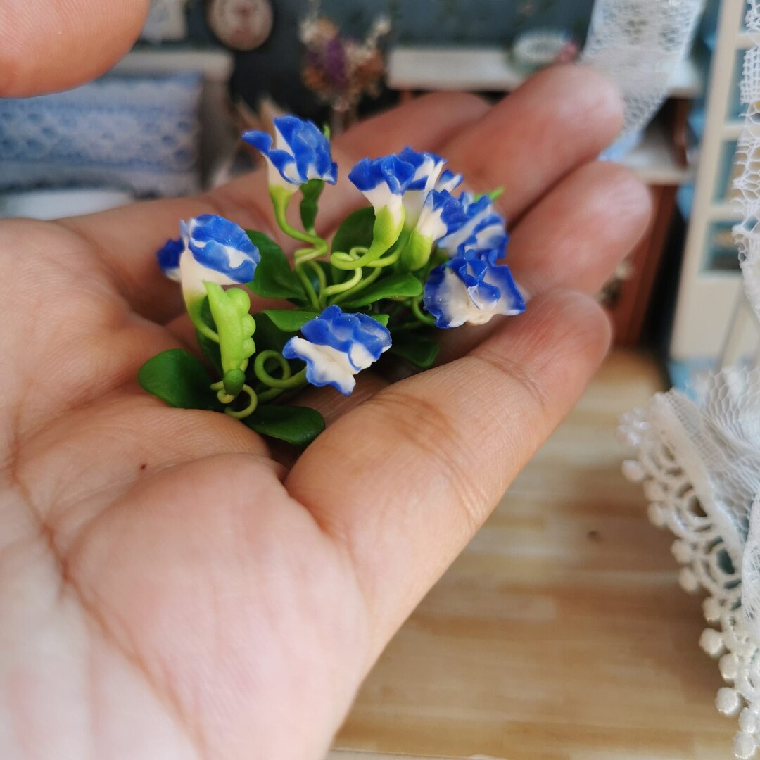 3 Miniature Blue Sweet Pea Bunch of Flower ,miniature Blue Color Flower ...