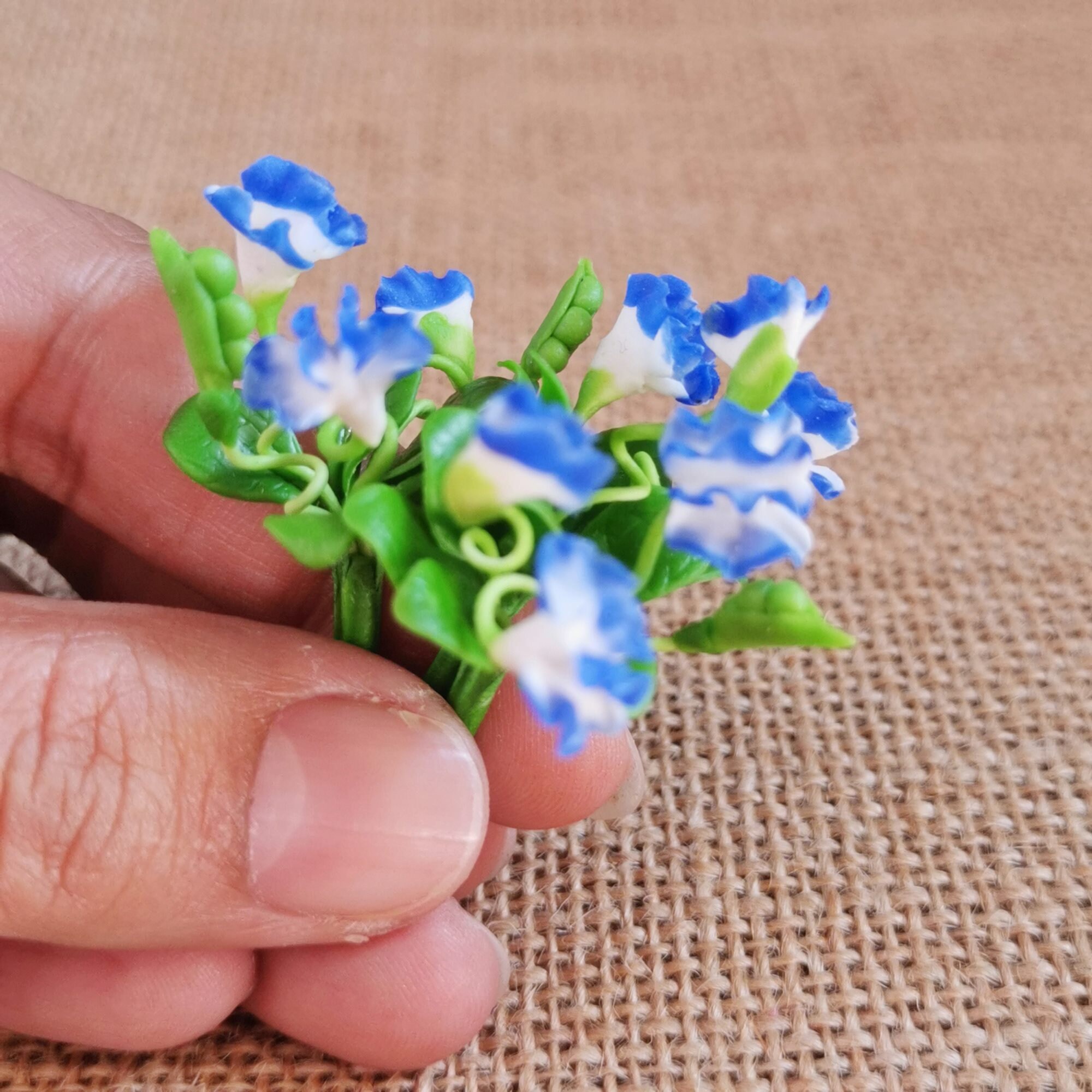 3 Miniature Blue Sweet Pea Bunch of Flower Miniature Blue | Etsy