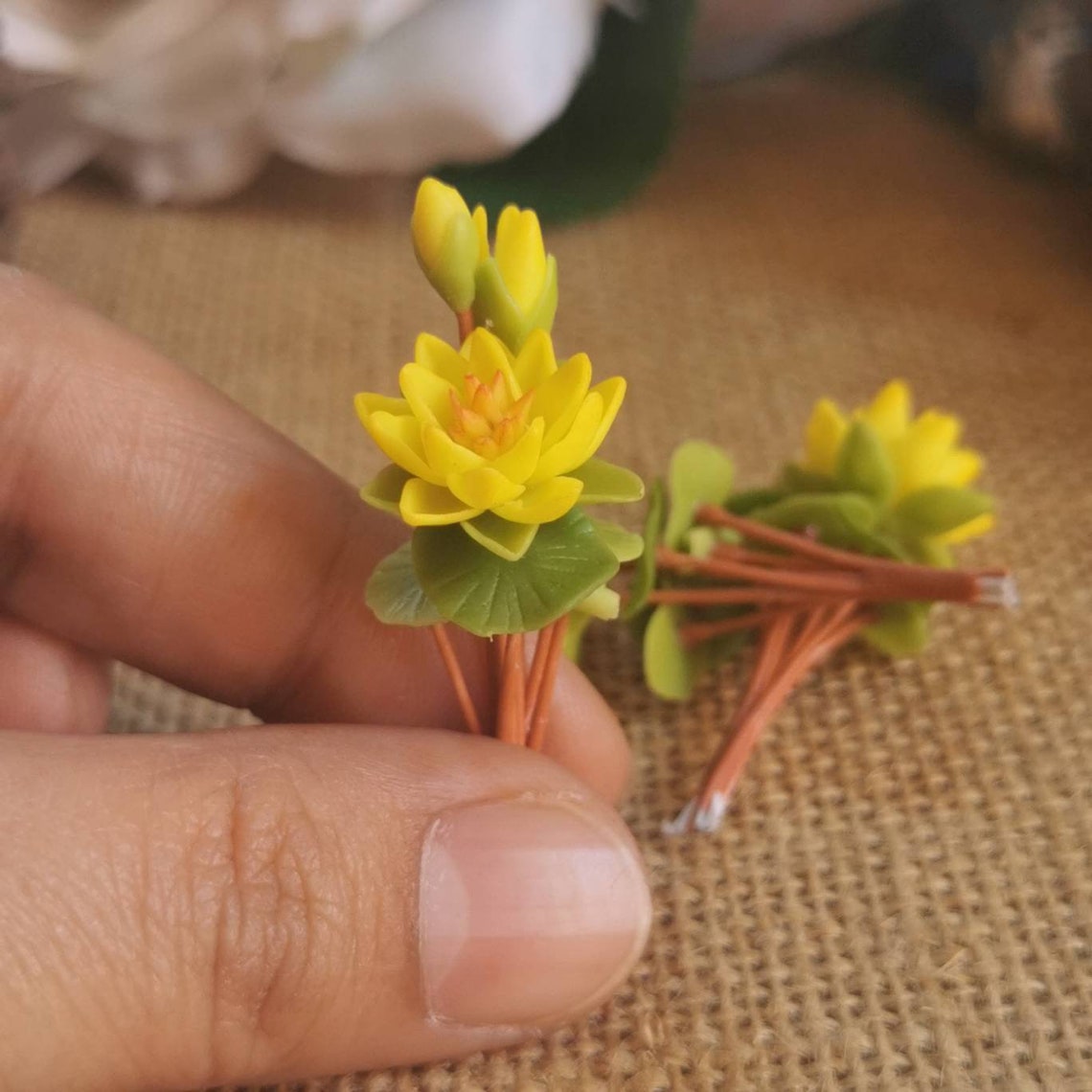 Miniature Water Lily Flower Bunch of Flowersminiature Yellow - Etsy
