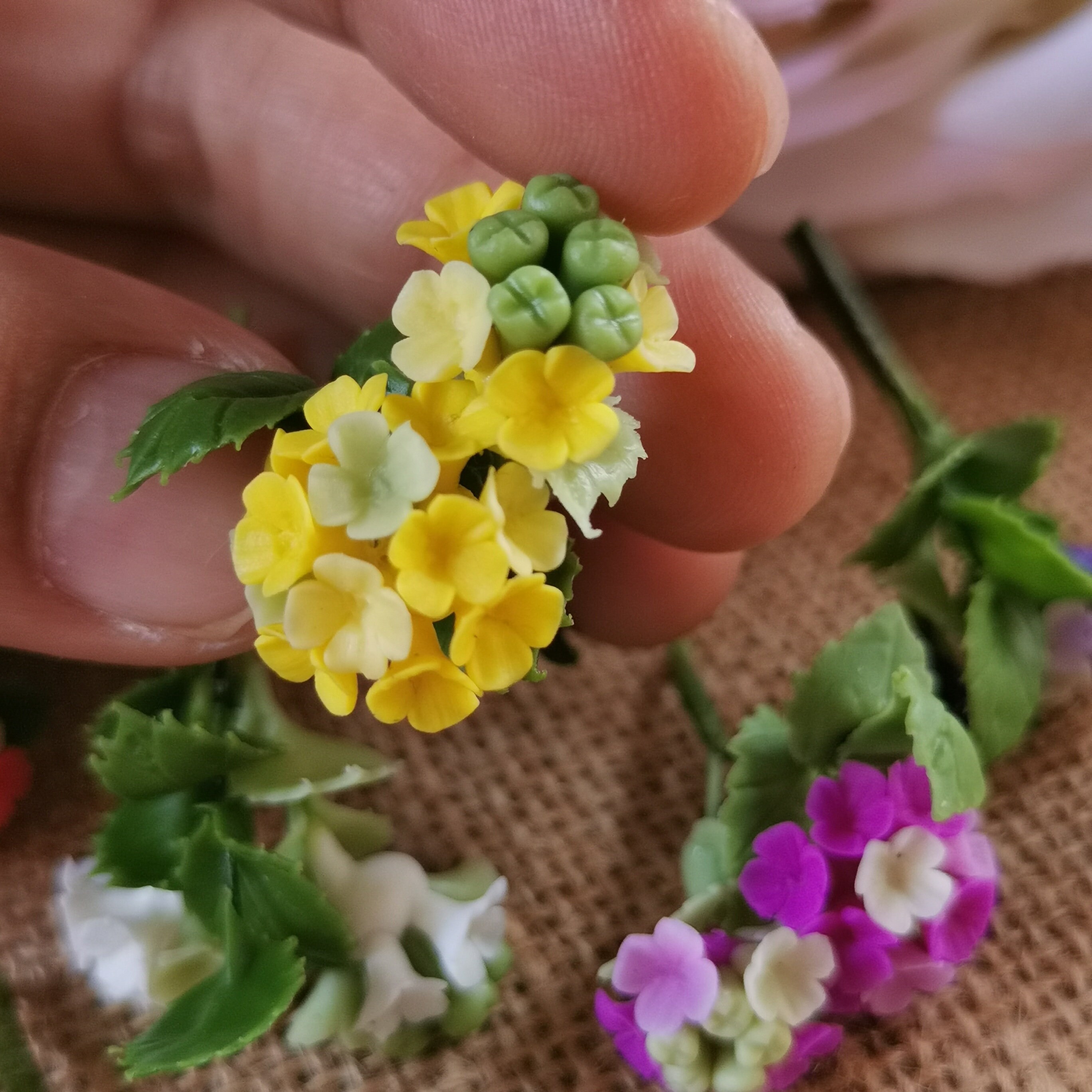 6 Miniature Dollhouse Bunch of Flowers Miniature Colorful | Etsy