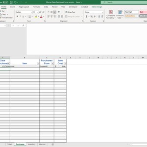 Mercari Sales Spreadsheet Template for Sales Purchases | Etsy