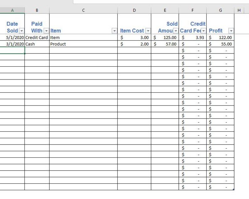 EBay Mercari Facebook Poshmark Sales Excel Google Sheets | Etsy