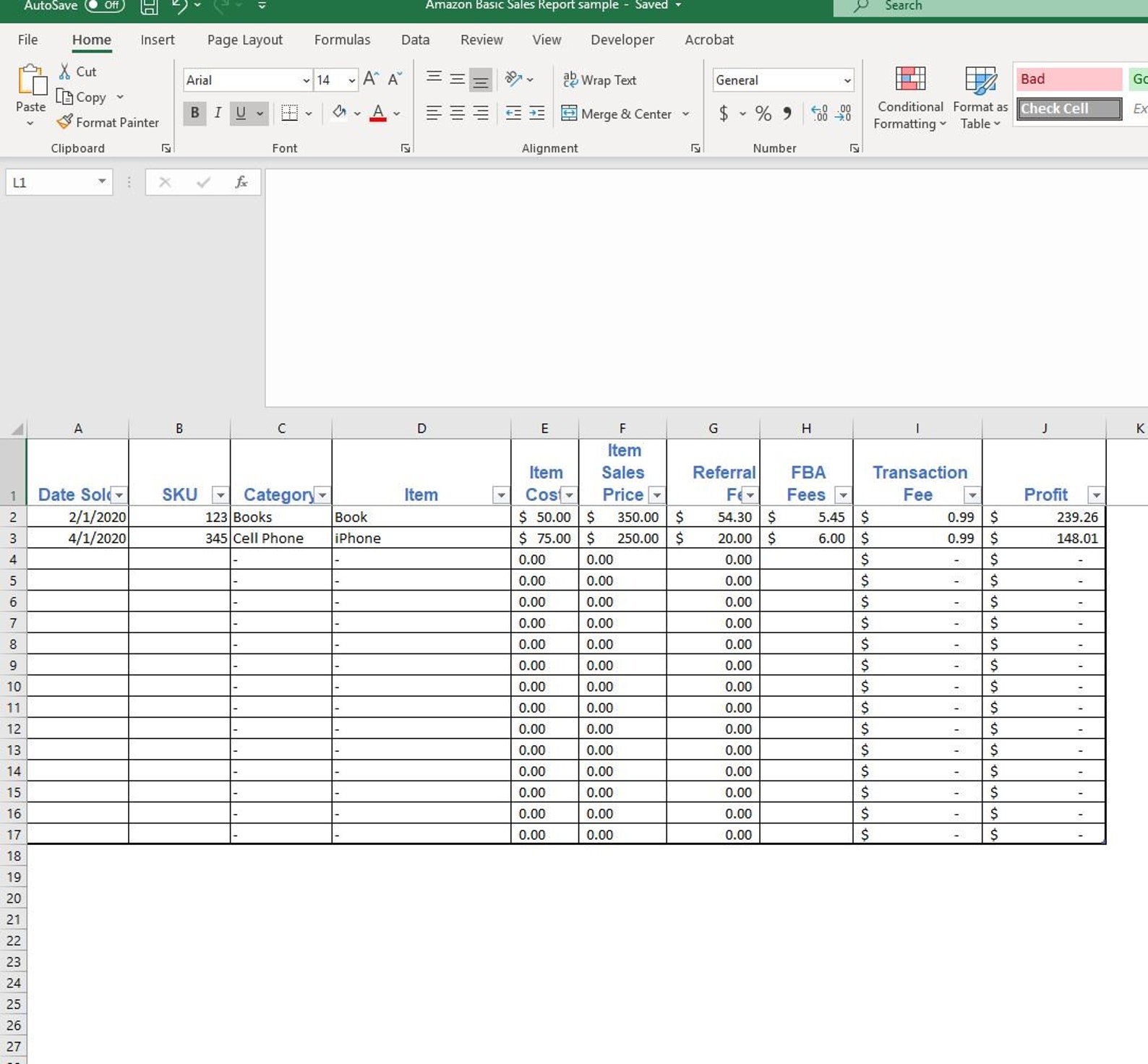 Amazon FBA and MF Sales Spreadsheet Excel Google Sheets Spreadsheet ...