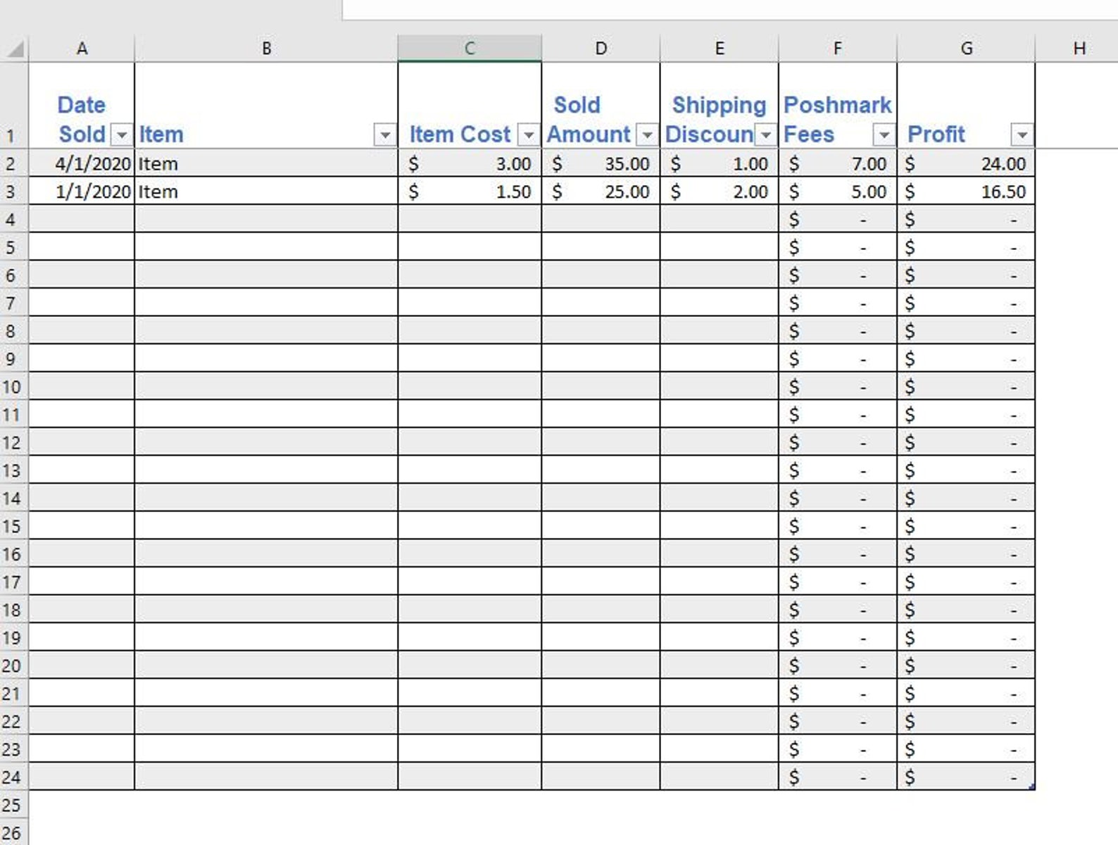 Poshmark Sales Spreadsheet Inventory Google Sheets Excel | Etsy