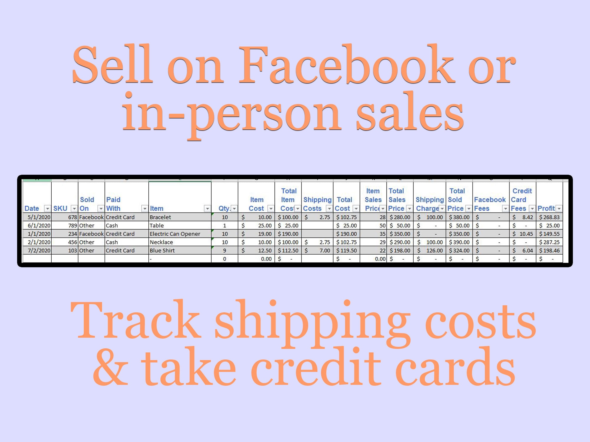 2 Custom Platforms Ebay Etsy Mercari Poshmark Google Sheets - Etsy