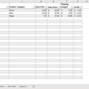 Etsy Printful POD Sales Spreadsheet Print on Demand Expenses - Etsy