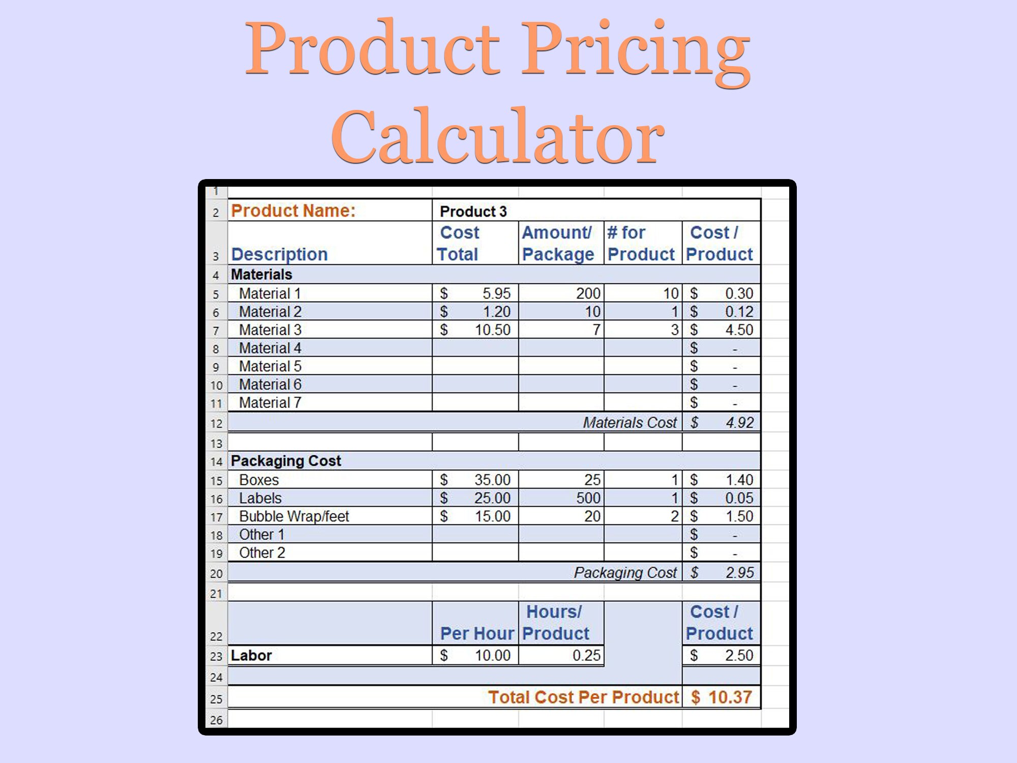 Design Templates Profit Tracker Google Sheets FBA Pricing Calculator
