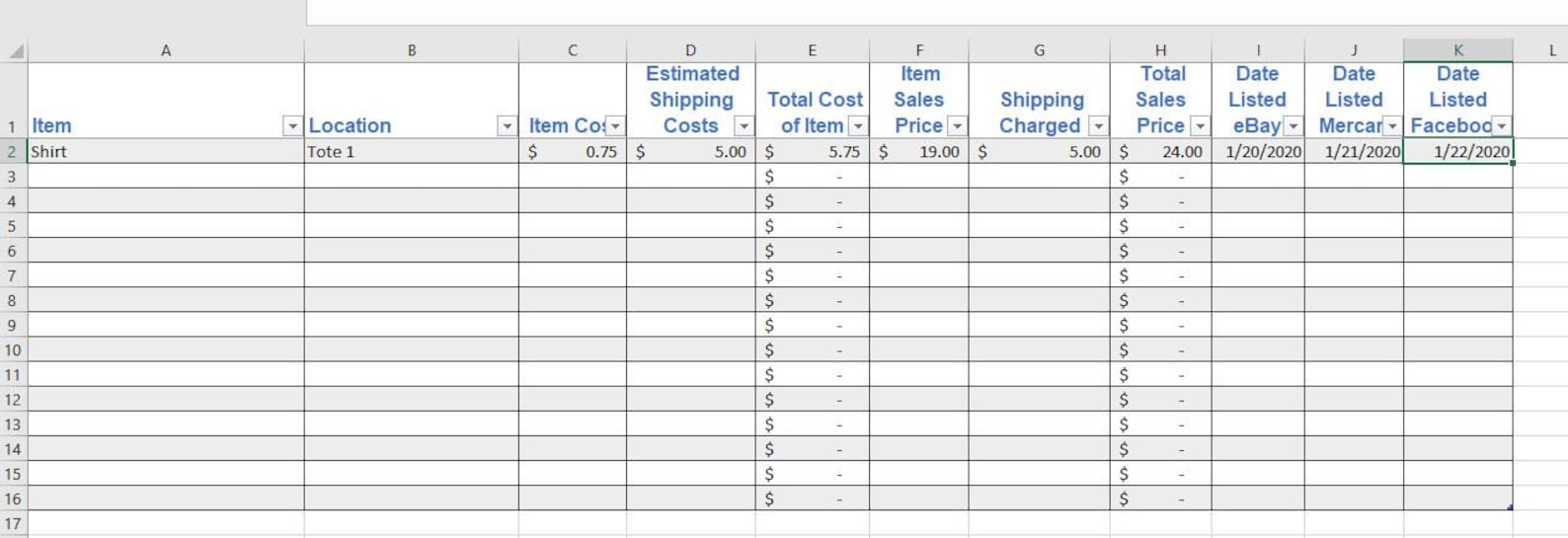 EBay Mercari and Facebook Spreadsheet Template Sales Report | Etsy