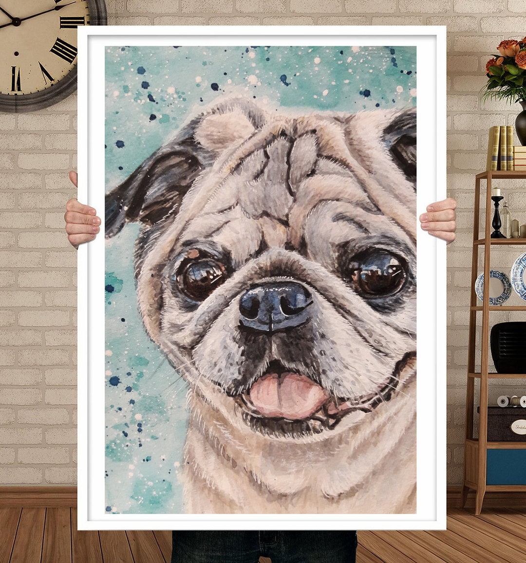 Peekaboo Dog Portrait Hand Painted Custom Watercolor, Paint My Cat ...