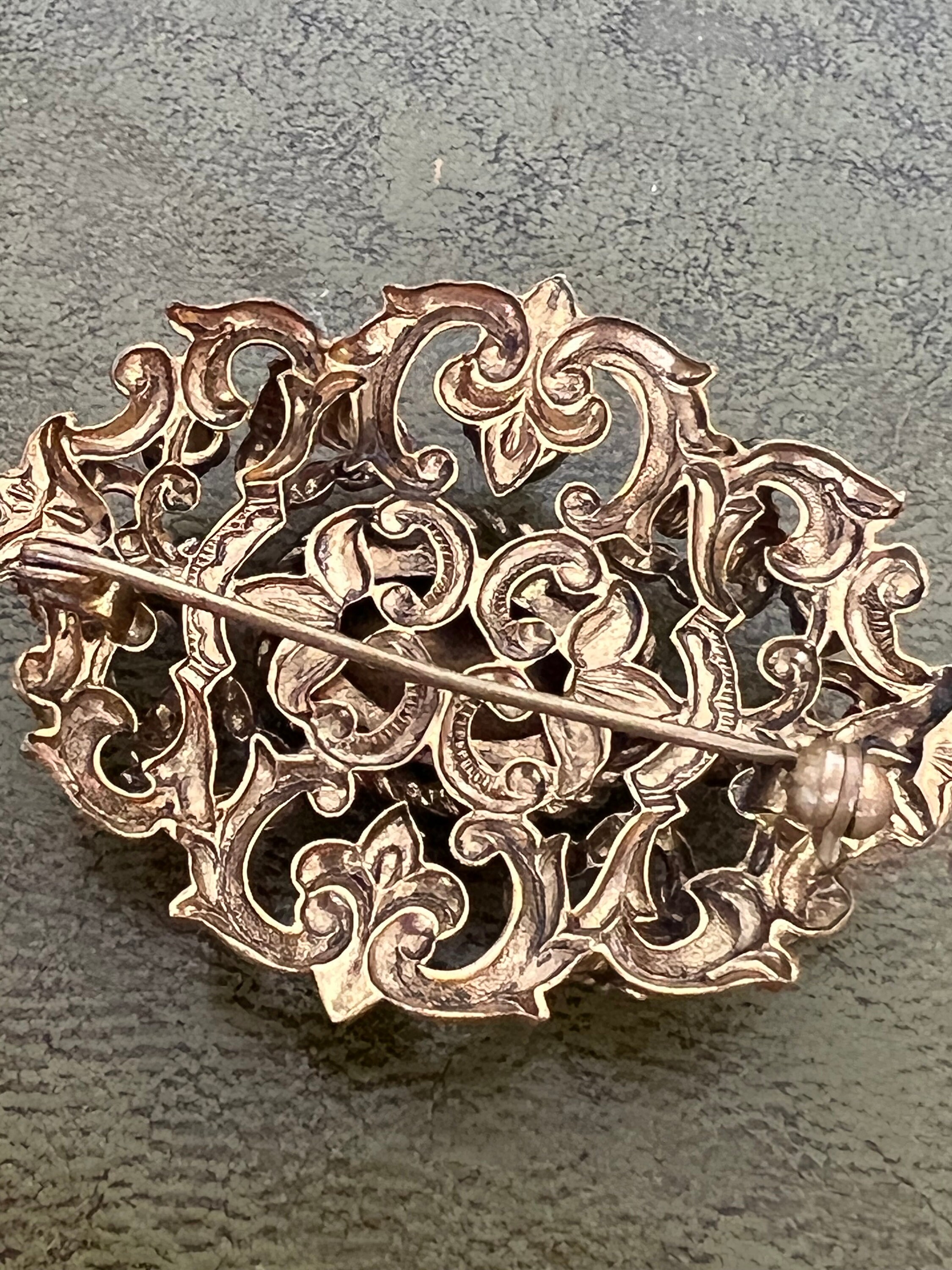 West German Metal and Glass Brooch - Etsy