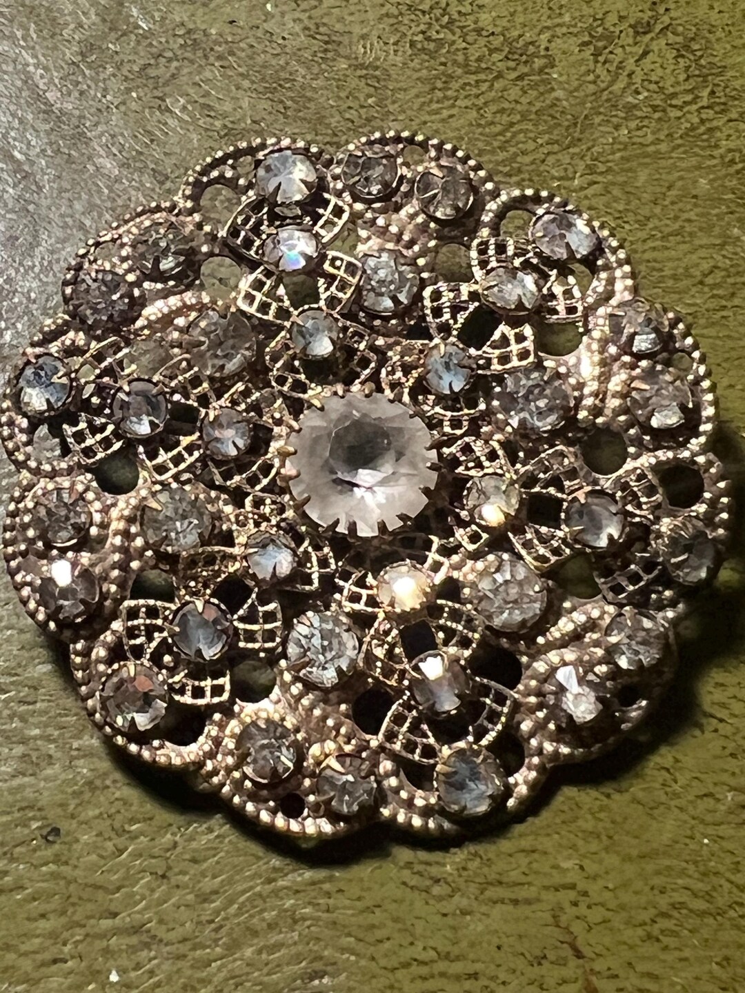 Stunning Good Sized Metal and Glass Czech Brooch - Etsy